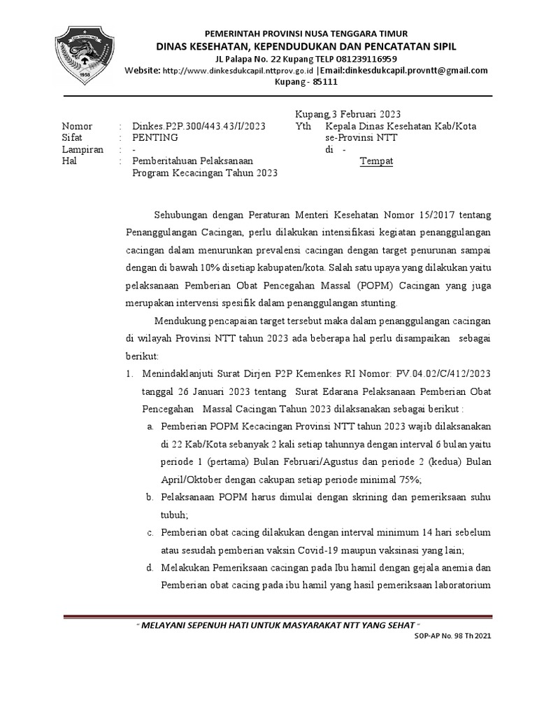 Program Kecacingan NTT 2023 | PDF