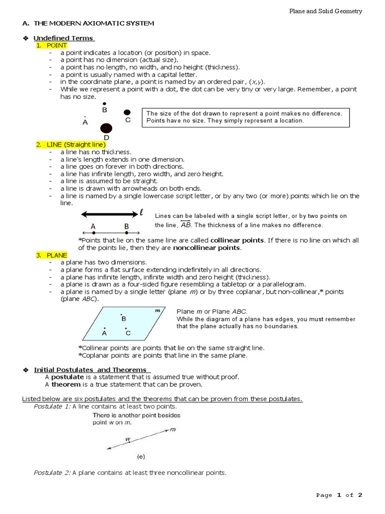 A. The Modern Axiomatic System | PDF | Line (Geometry) | Plane (Geometry)