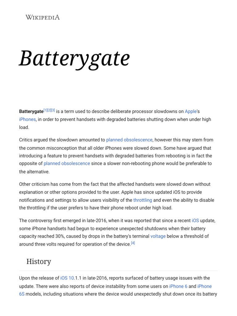 Batterygate - Wikipedia | PDF | Apple Inc. | Mobile Phones