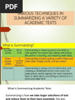 Lesson 3 Techniques in Summarizing Variety of Academic Text | PDF | Language Arts & Discipline ...