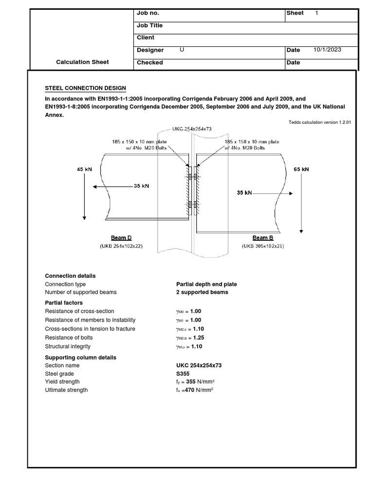 Steel Beam-Column Connection Design | PDF | Sheet Metal | Screw