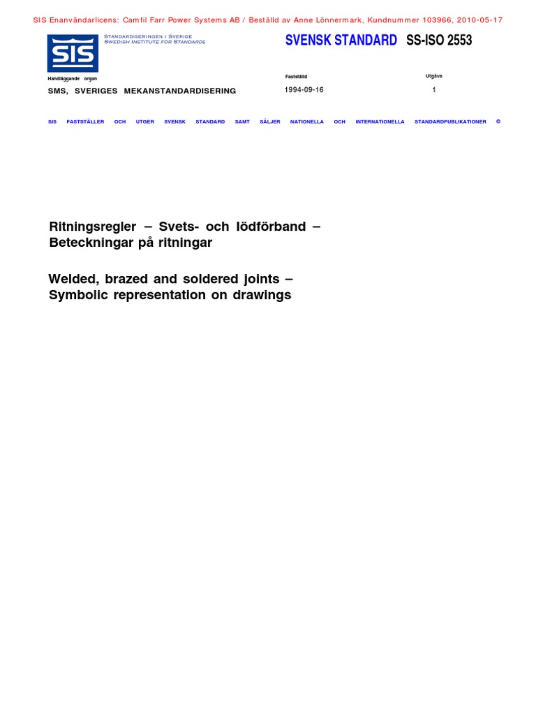 SS-ISO - 2553 Weld Symbolic On Drawings | PDF