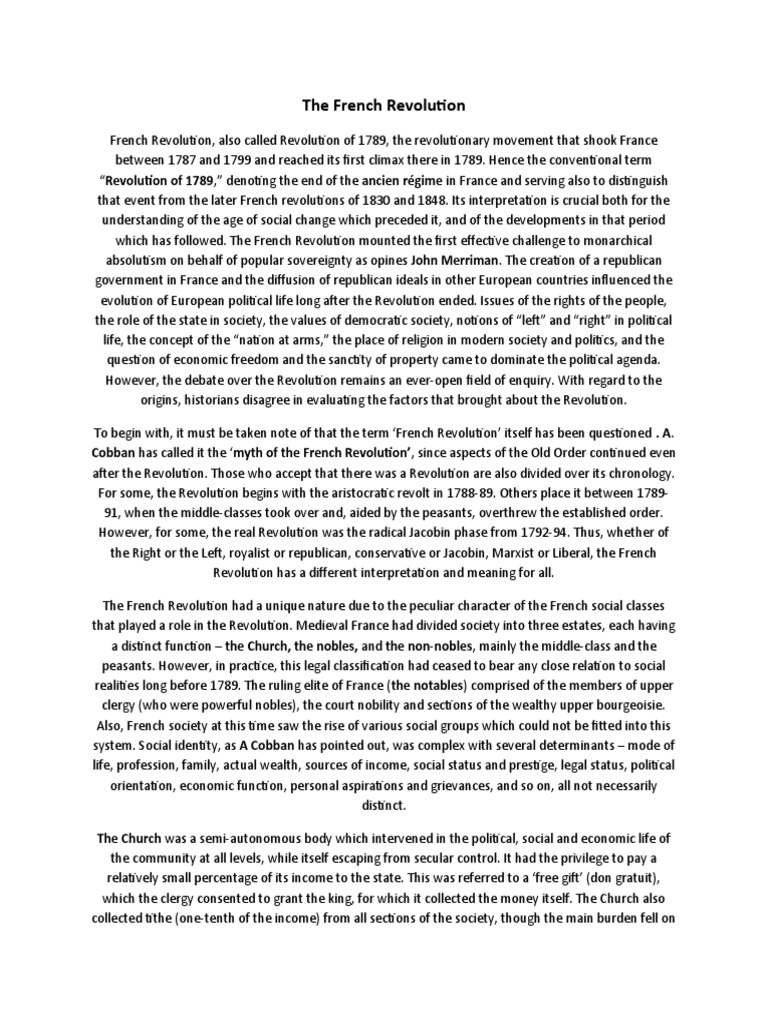 The French Revolution | PDF | Reign Of Terror | French Revolution