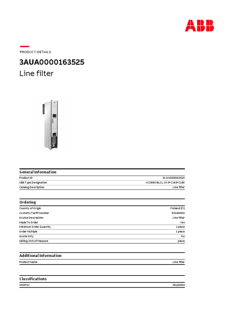 Line Filter 3AUA0000163525 Details | PDF