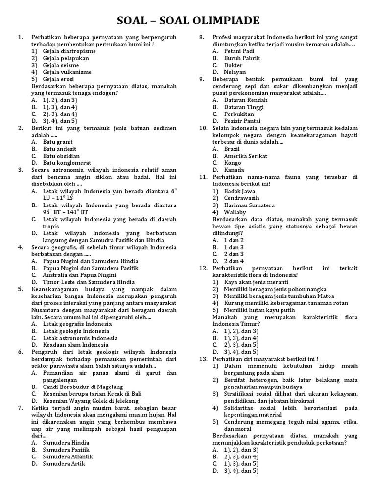 SOAL - SOAL OLIMPIADE Ok | PDF