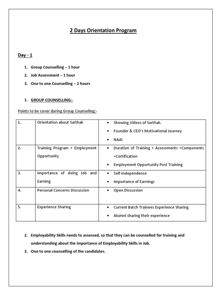 2 Days Orientation Program | PDF | Cognitive Science | Cognition