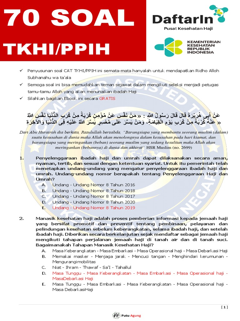 SOAL TKHI Dan PPIH Update Disertai Kunci Jawaban | PDF | Kesehatan Holistik