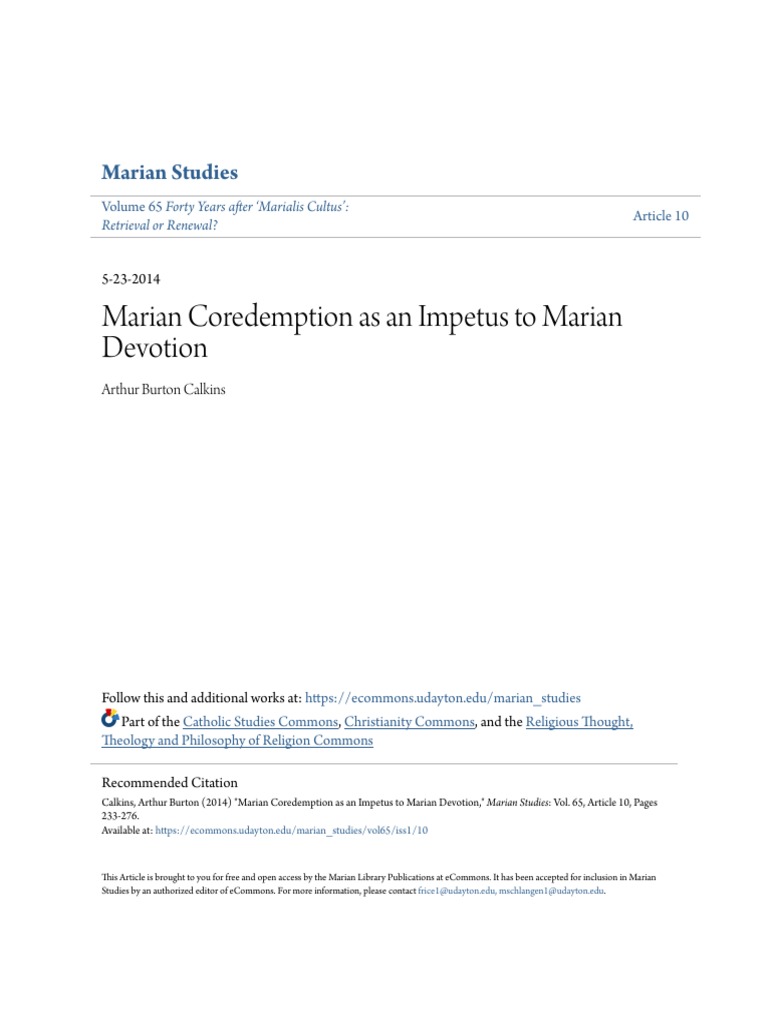 Coredemption and Marian Devotion Insights | PDF | Mary, Mother Of Jesus ...