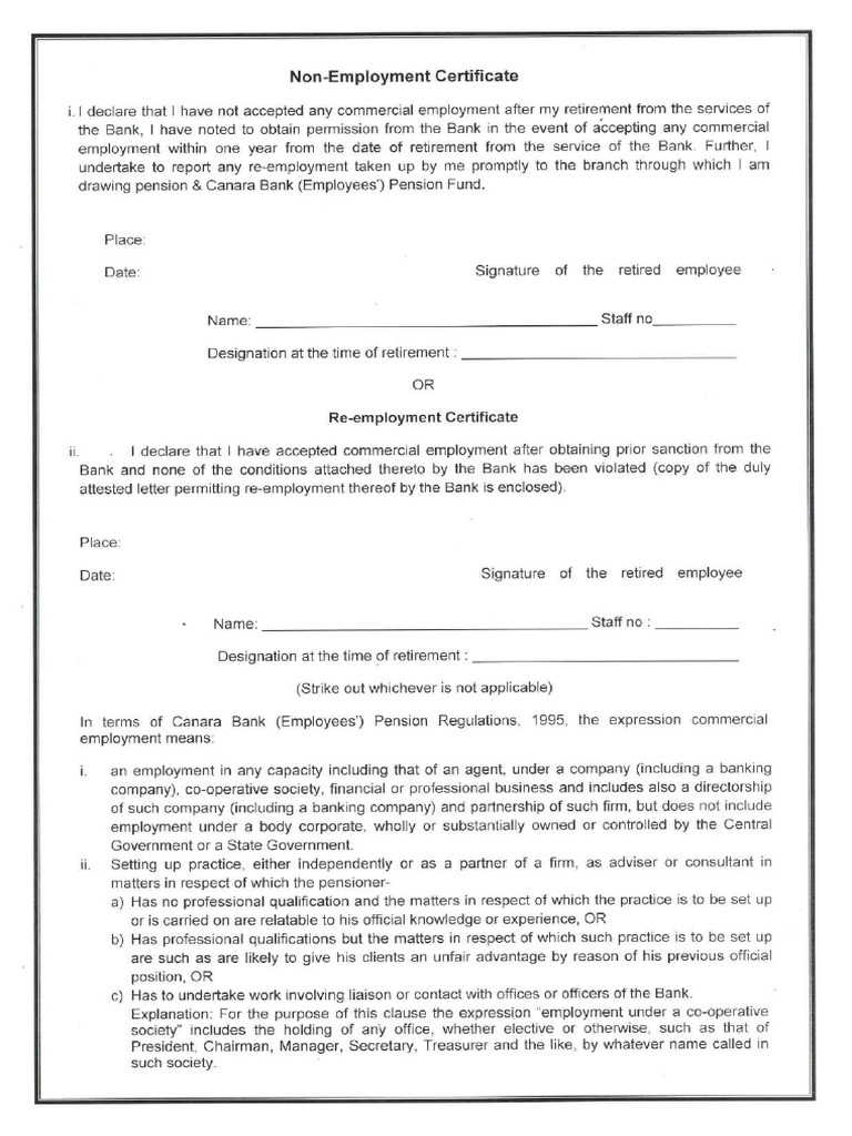 Non Employment Certificate | PDF