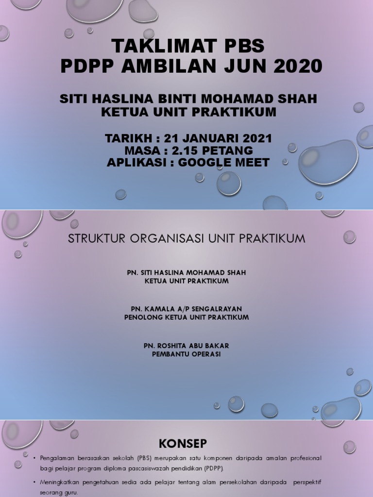 Taklimat PBS Pelajar PDPP | PDF