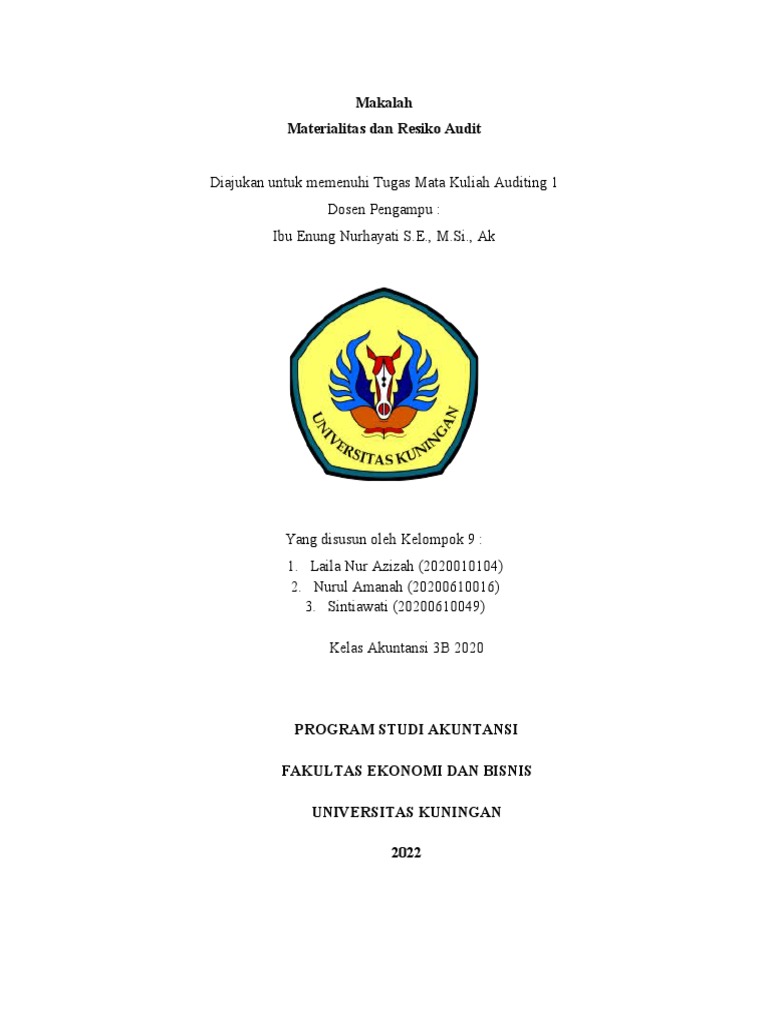 Makalah Kel 9 - Materialitas Dan Resiko Audit | PDF