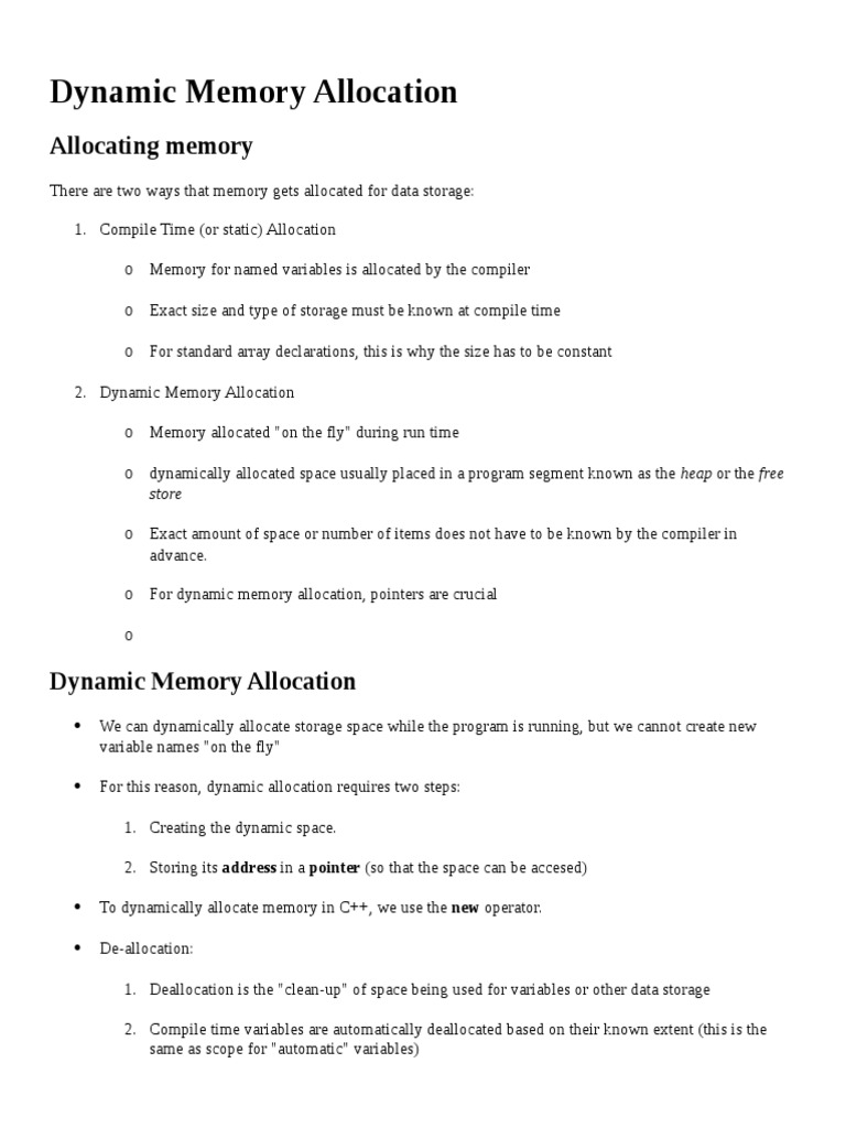 Dynamic Memory for Programmers | PDF | Pointer (Computer Programming ...