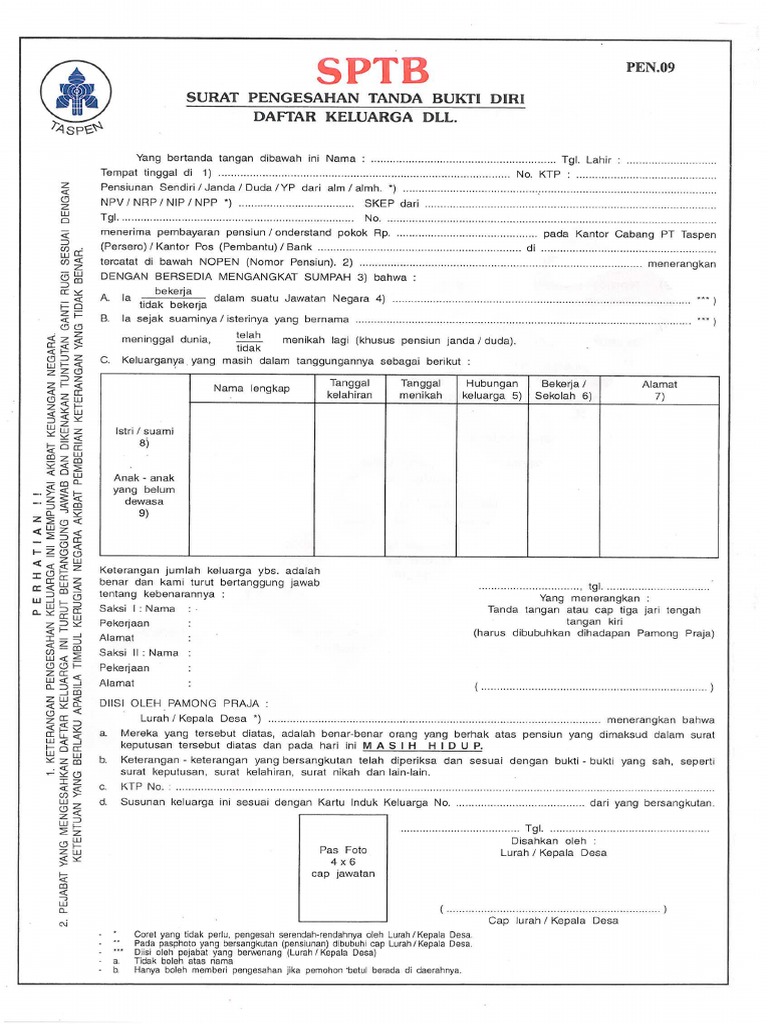 Form SPTB Pensiunan | PDF
