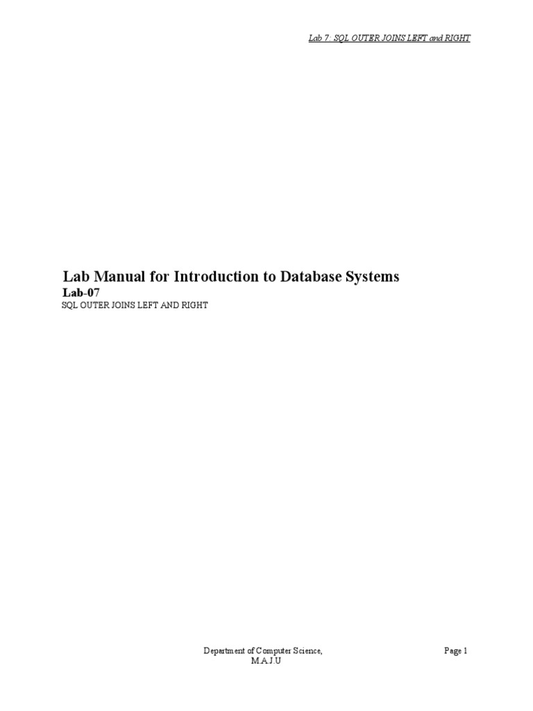 Lab 11 SQL OUTER JOINS LEFT and RIGHT JOIN | Download Free PDF | Sql | Computing