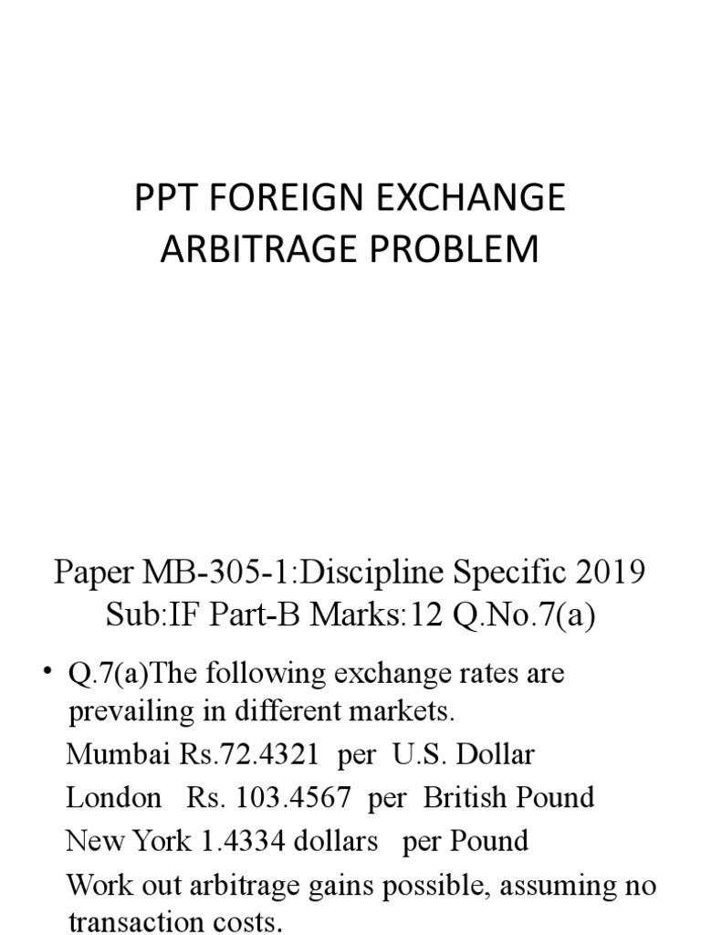 Foreign Exchange Arbitrage Problem | PDF | Law