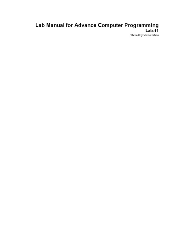 Lab 11 Thread Synchronization Pdf Thread Computing Concurrent Computing