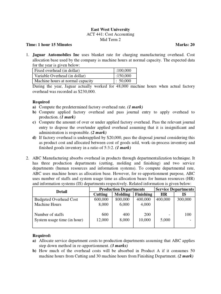 Mid 2 Fall 2021 1 | PDF | Piece Work | Business