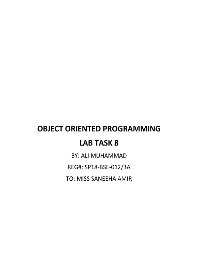 Oop Lab Task 8 Pdf Boolean Data Type Class Computer Programming