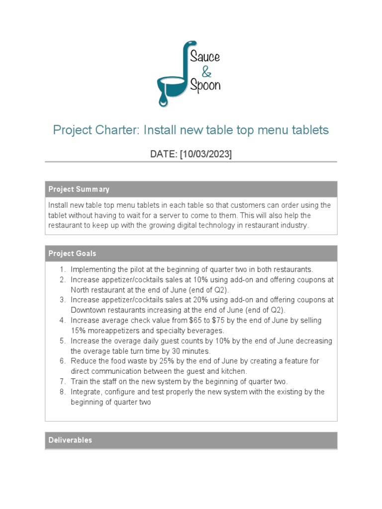Activity Template - Project Charter | PDF | Menu | Application Software