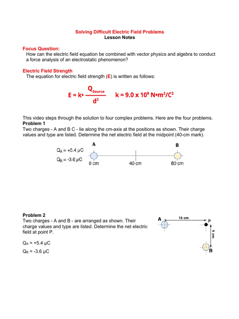 Advanced Electric Field Problem Solutions | PDF