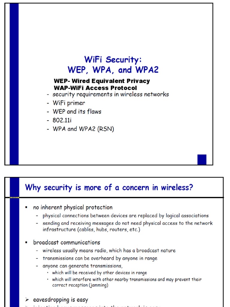 Wireless Security-WEP, 802.11i, WPA | PDF