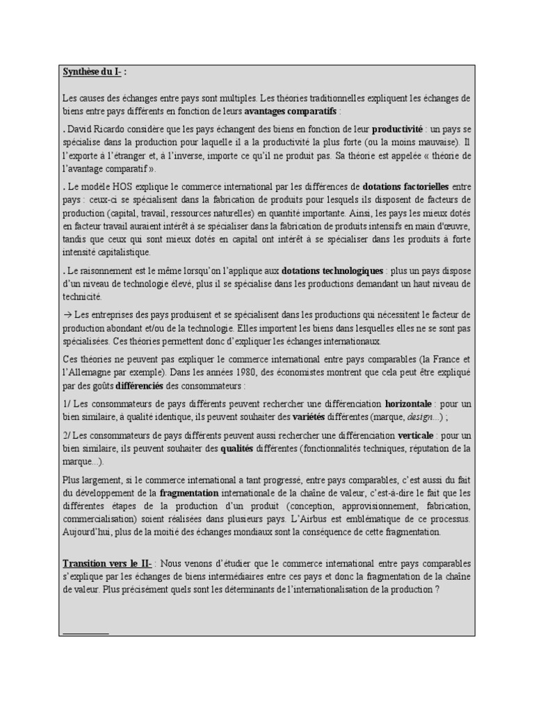 HGGSP | PDF | Libre-échange | Avantage comparatif