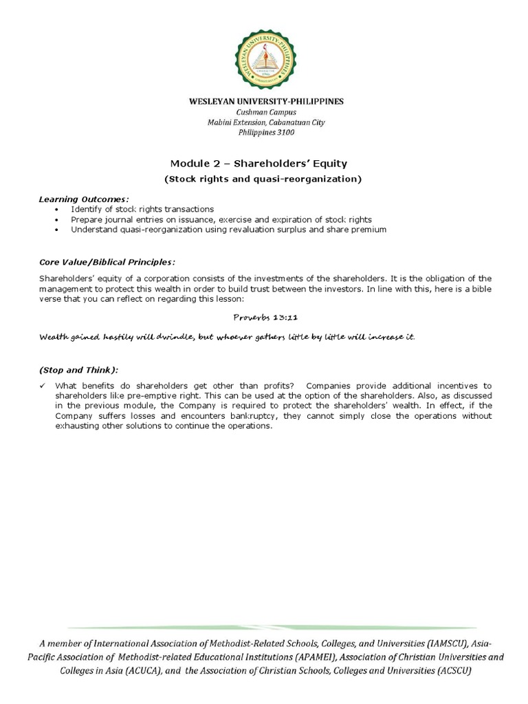 Shareholders' Equity Essentials | PDF | Stocks | Retained Earnings