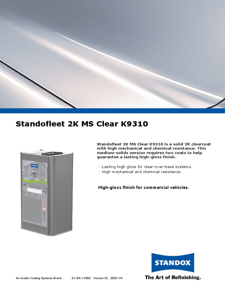 Axalta Standox Clear K9310 | PDF | Materials