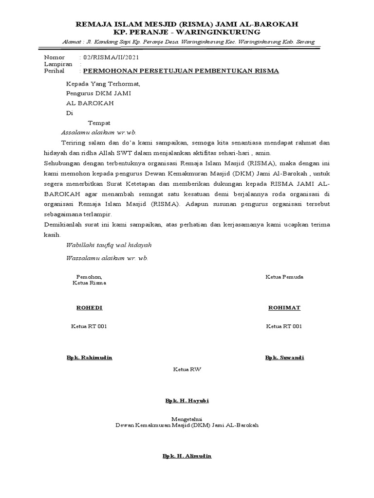 Contoh Surat Permohonan SK SUSUNAN PENGU | PDF