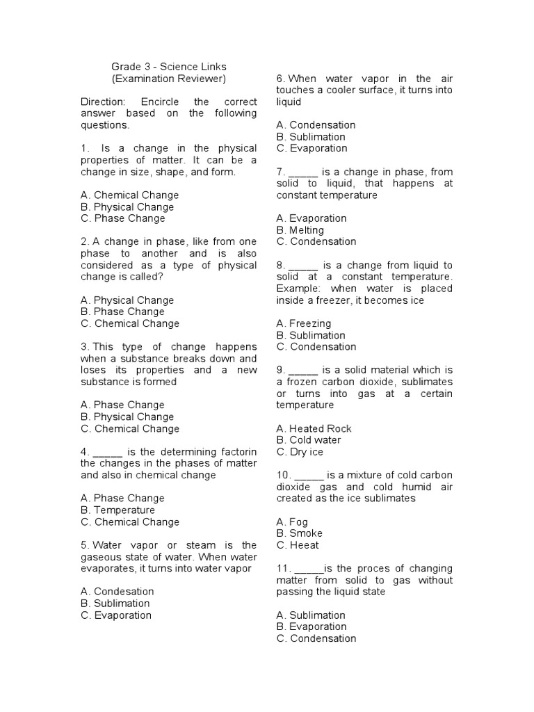Grade 3 - Science Links | PDF | Ear | Phase (Matter)