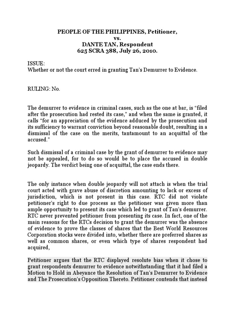 People Vs Tan | PDF | Demurrer | Courts