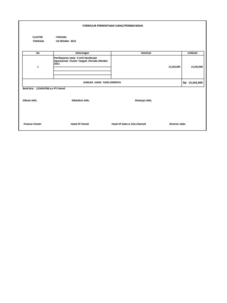 Formulir Permintaan Pembayaran Uang | PDF