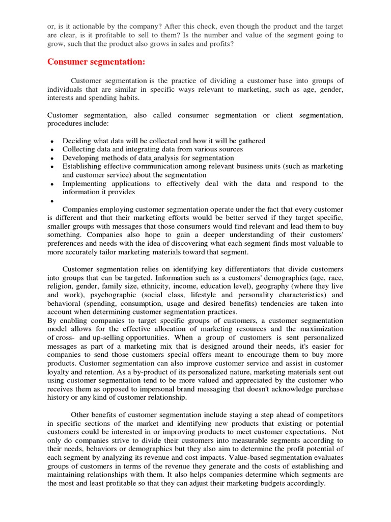 IARE - CB - Lecture - Notes-11-20 | PDF | Market Segmentation | Marketing IARE - CB - Lecture - Notes-11-20 | PDF | Market Segmentation | Marketing