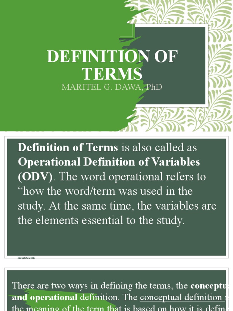 Definition of Terms | PDF | Career & Growth
