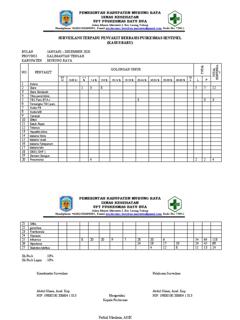 Surveilans Terpadu Penyakit Berbasis Puskesmas Sentinel | PDF