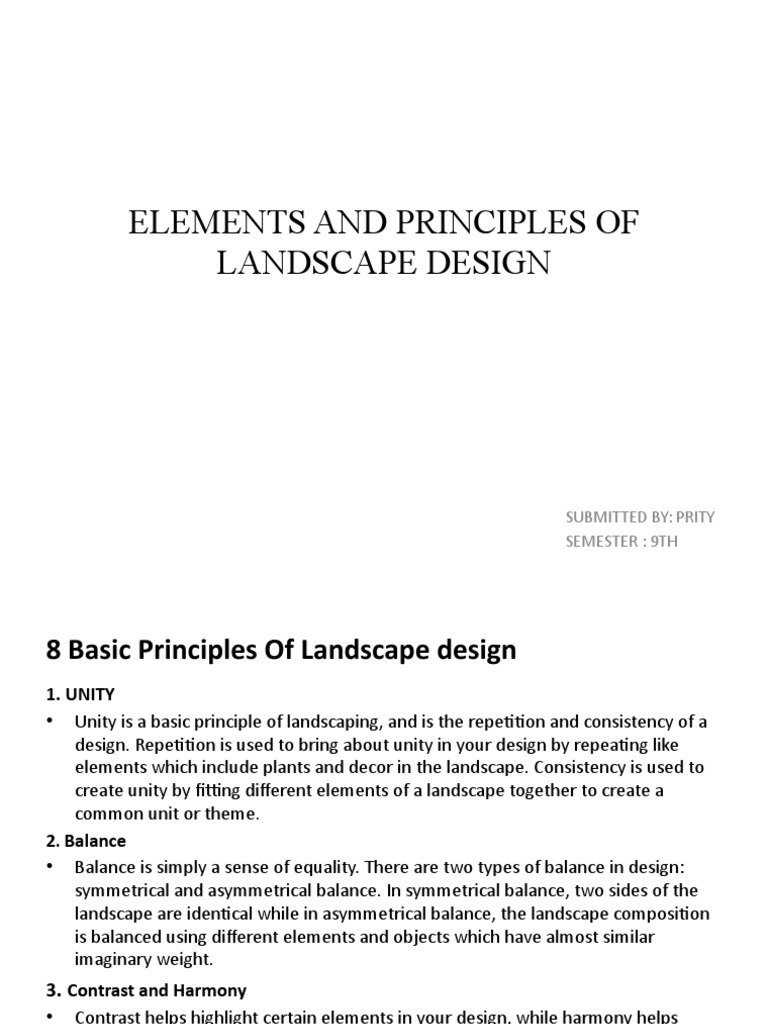 Principles and Elements of Landscape Design | PDF | Composition (Visual ...