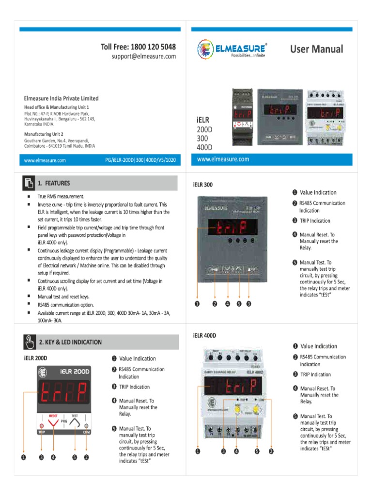 Elmeasure Earth Leakage Relay Ielr Programming Guide PDF | PDF