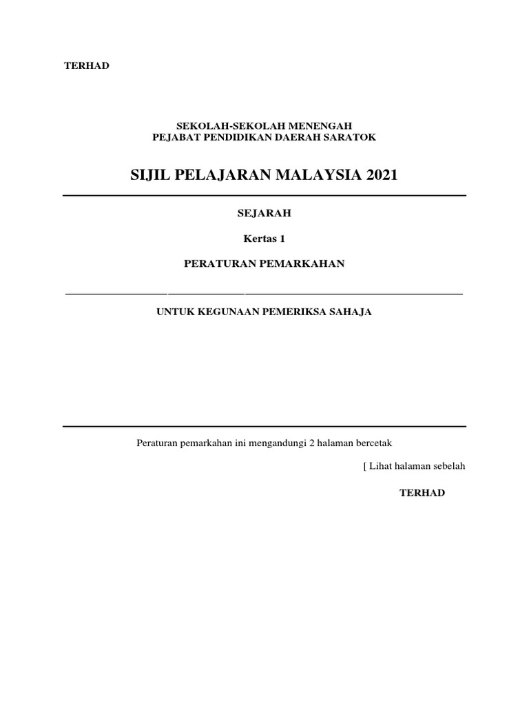 Skema Sej Sarawak (Saratok) K1 2021 | PDF