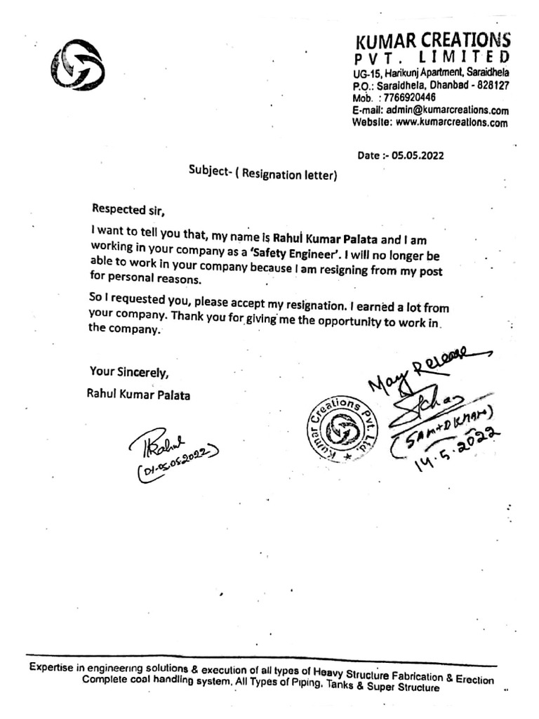 Resignation Letter | PDF