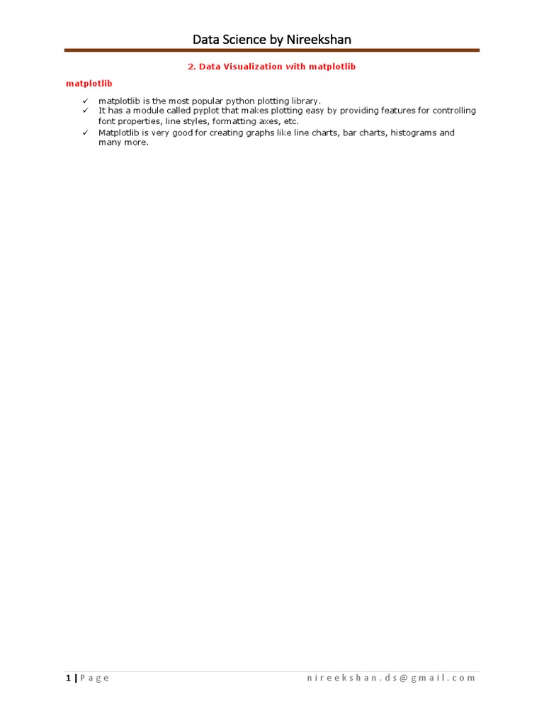 Data Visualization - Matplotlib PDF | PDF | Statistics | Data Analysis