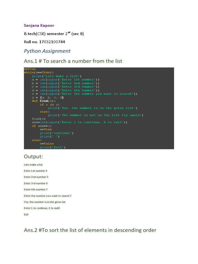 Python Assignment - 0744 | PDF | Matrix (Mathematics) | Algebra