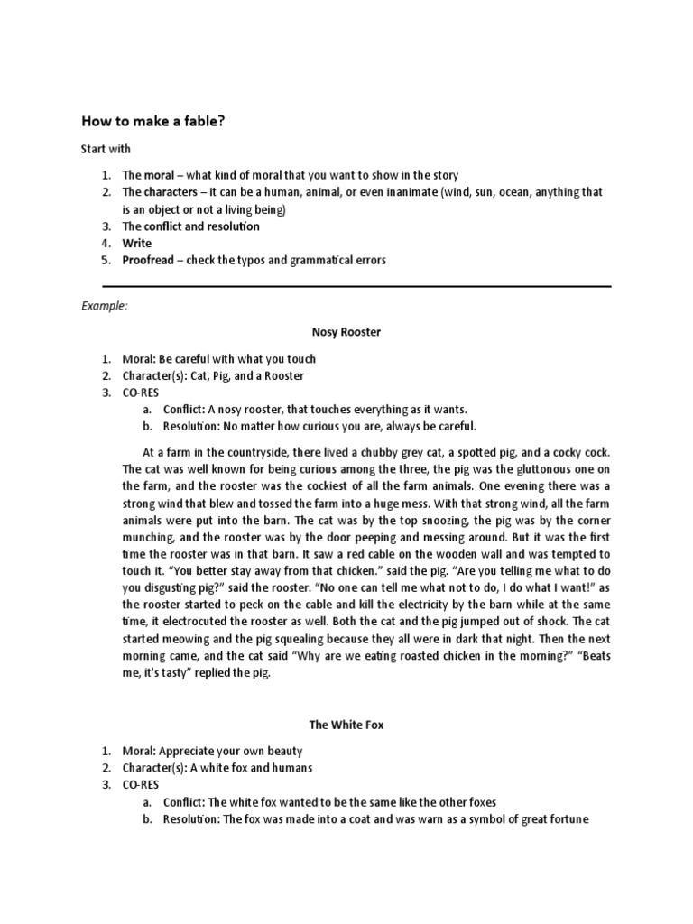 How To Make A Fable | PDF | Fox