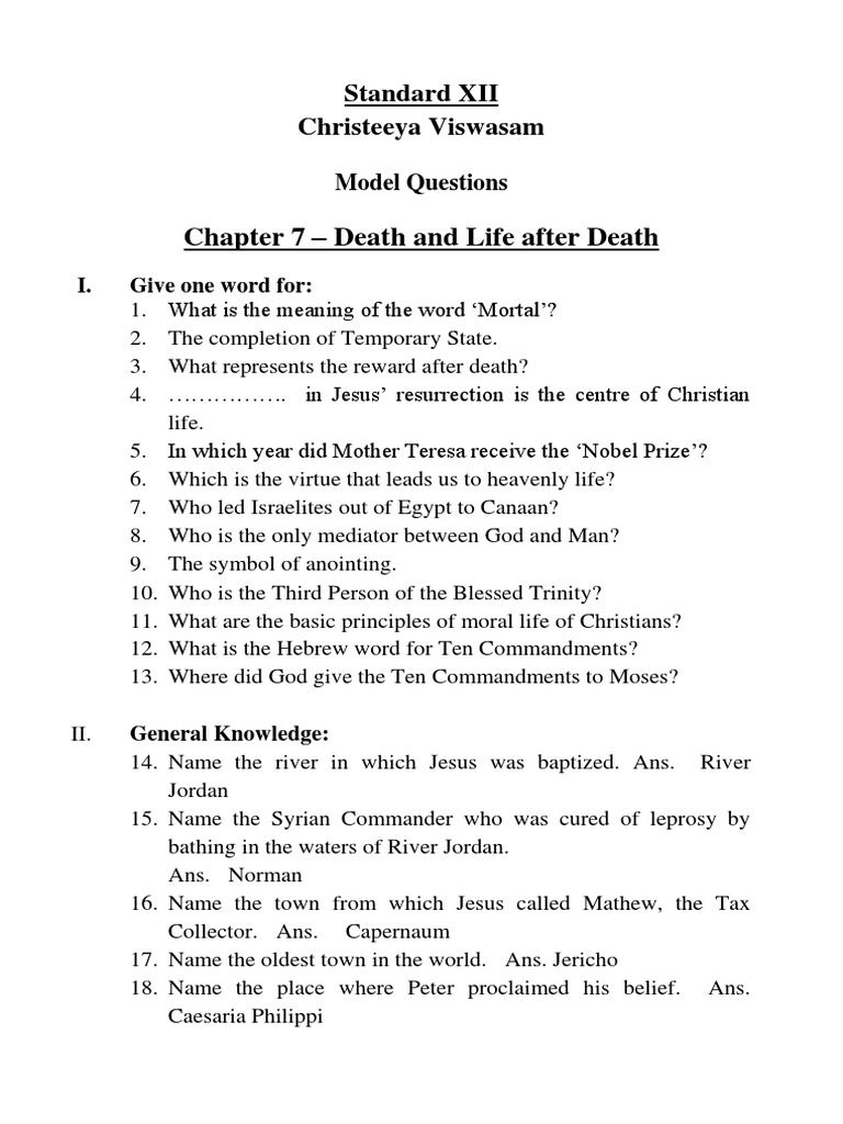 Death and Life After Death Questions | PDF | Purgatory | Ten Commandments