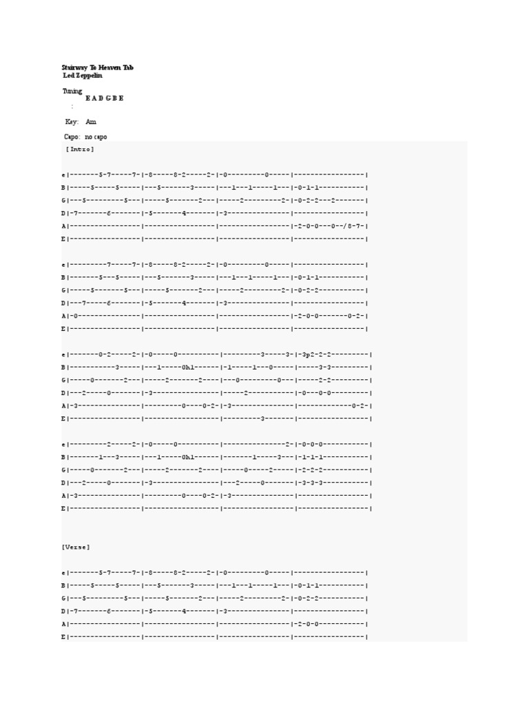 Led Zeppelin-Stairway To Heaven Tabs & Chords | PDF