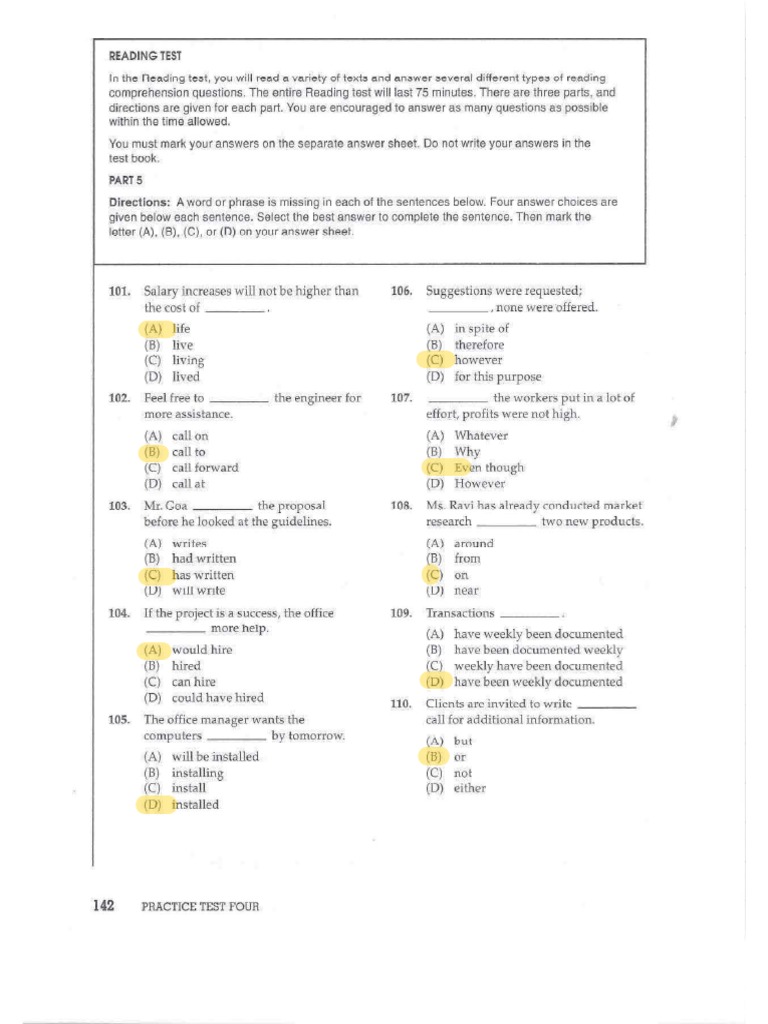 Reading Practice Test | PDF