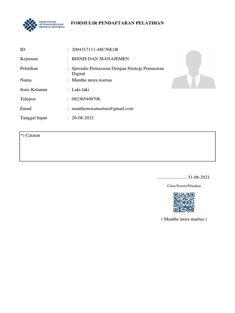 Training Registration Form PDF | PDF