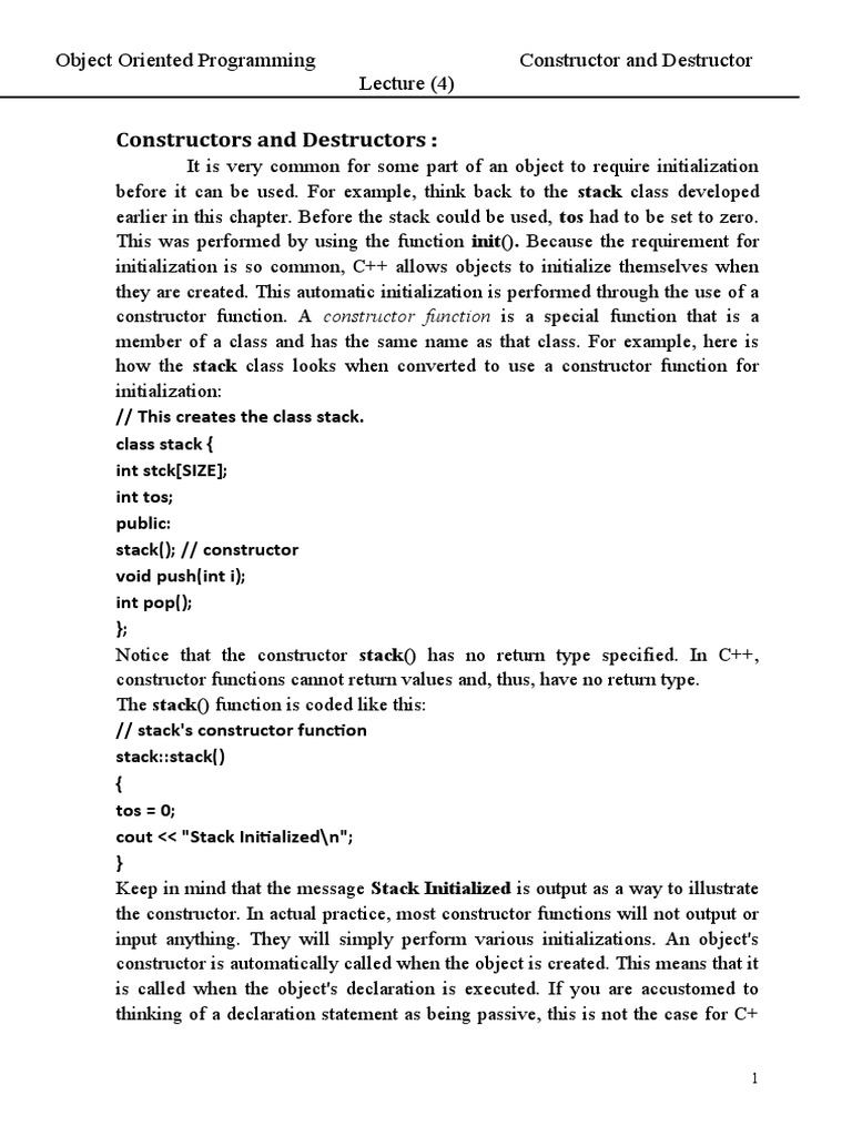 4 Oopc Pdf Programming Constructor Object Oriented Programming