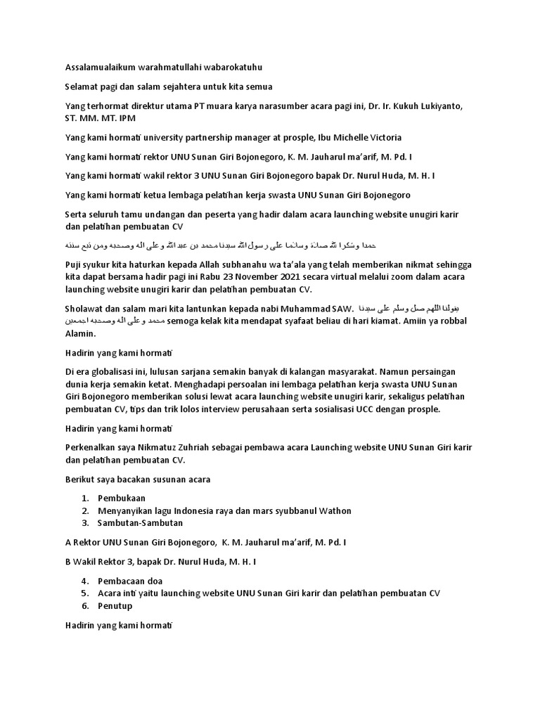 Teks Mc Acara Launching Pdf