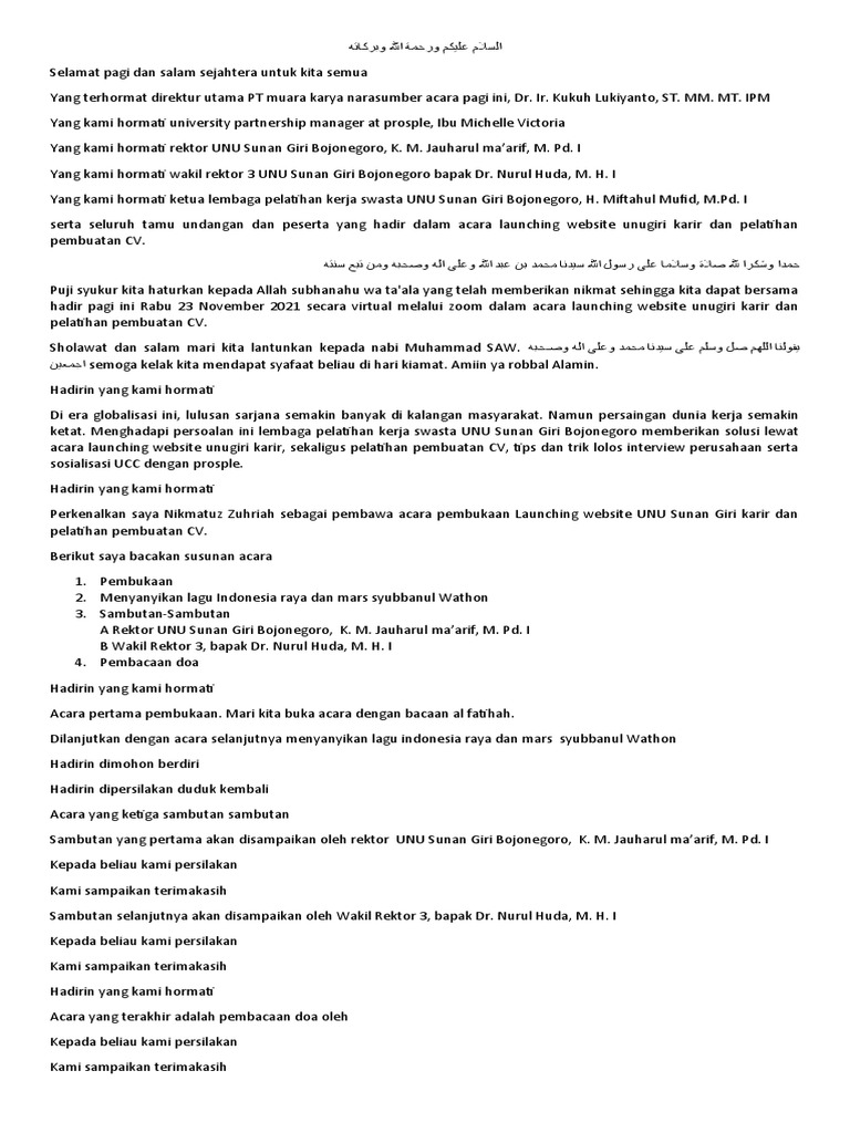 Teks MC Acara Pembukaan Launching Saja | PDF