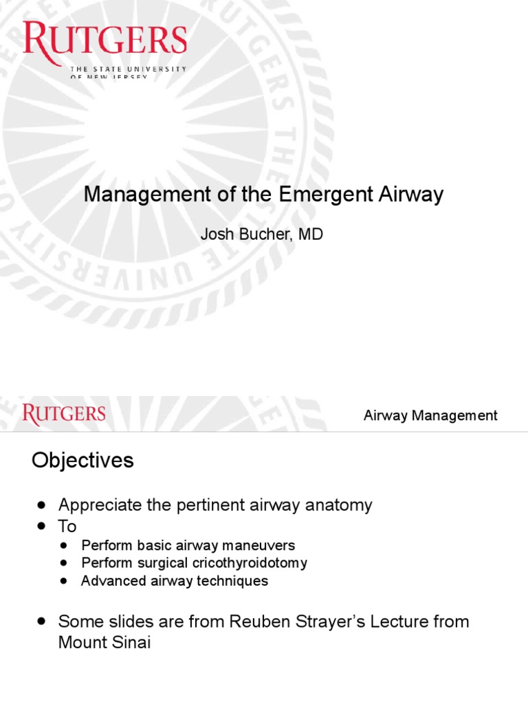 Airway Management Techniques Overview | PDF | Diseases And Disorders ...